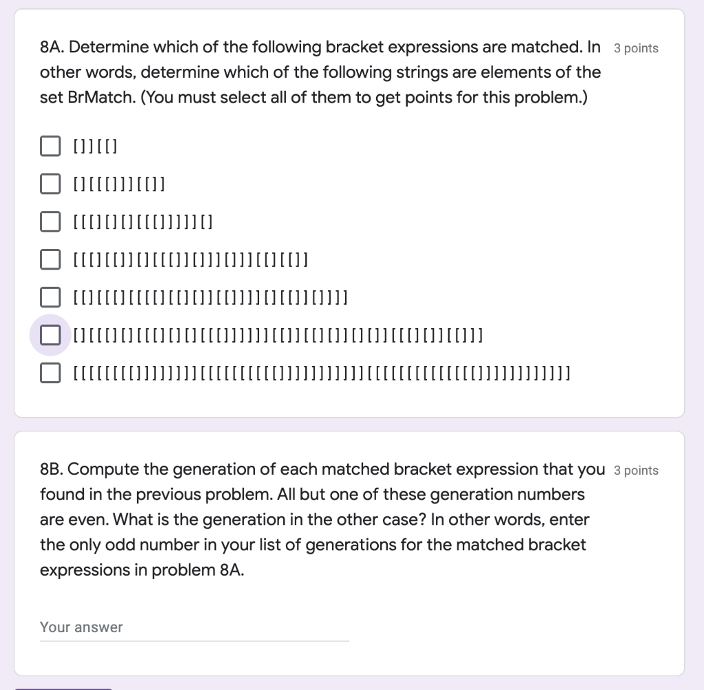 Solved 8B. Compute the generation of each matched bracket | Chegg.com
