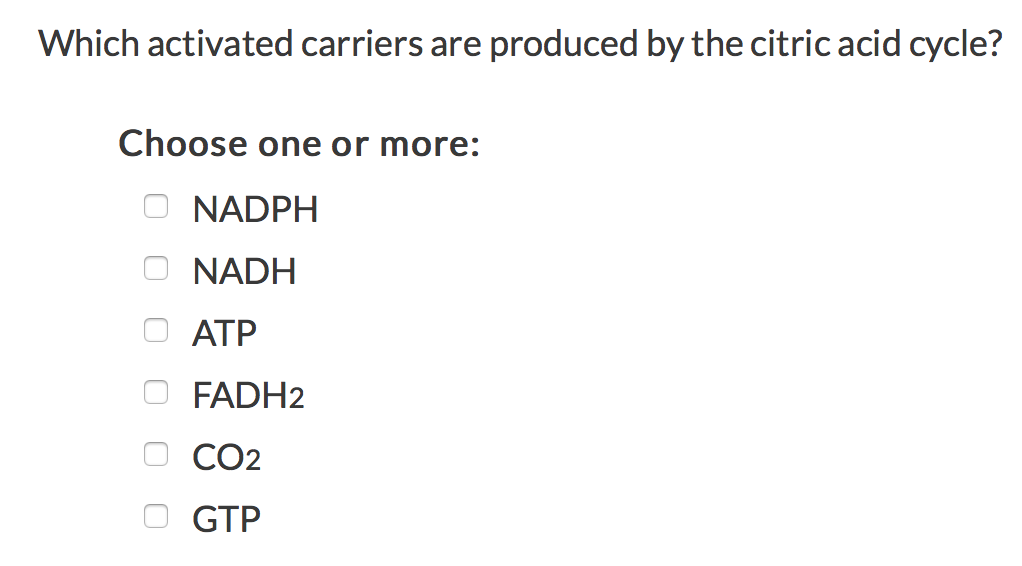 Solved Which activated carriers are produced by the citric | Chegg.com