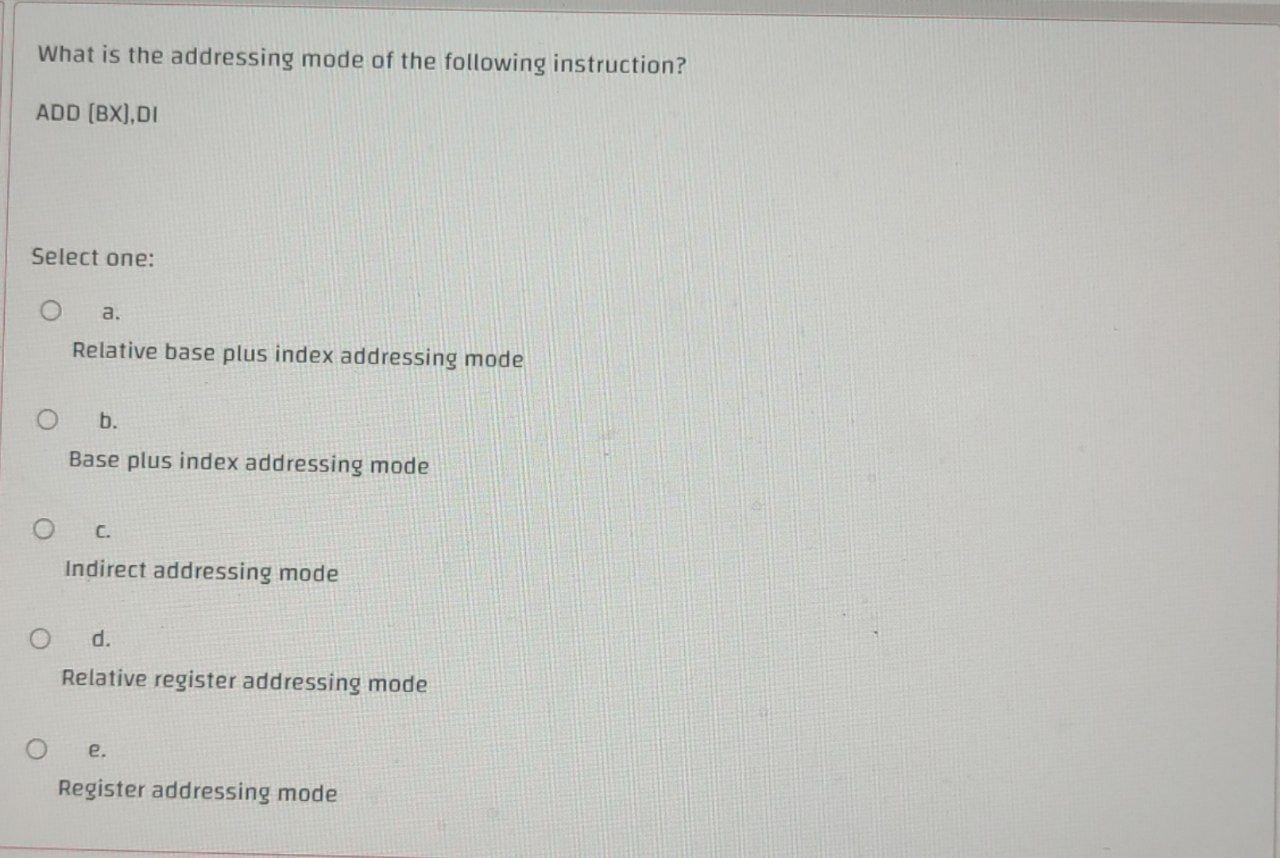 Solved What is the addressing mode of the following | Chegg.com