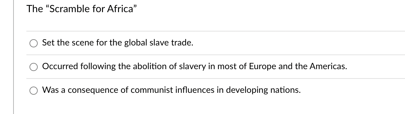 The "Scramble for Africa" Set the scene for the | Chegg.com