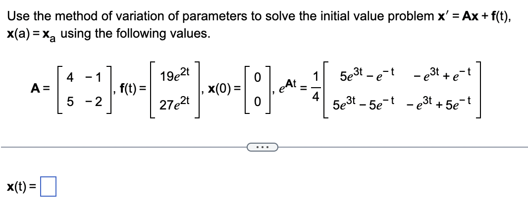 Use the method of variation of parameters to solve | Chegg.com