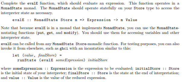 Solved Complete the evalE function, which should evaluate an | Chegg.com