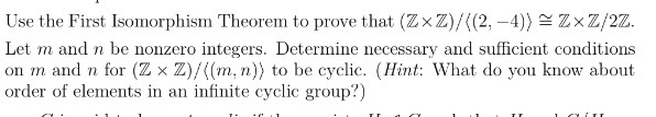 Solved Use the First Isomorphism Theorem to prove that | Chegg.com