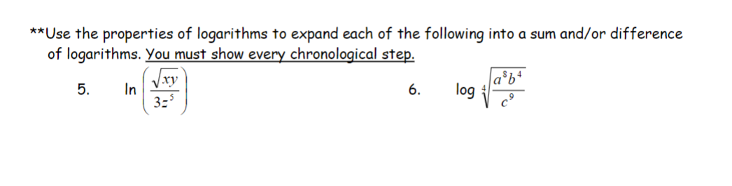 Solved ** ﻿Use the properties of logarithms to expand each | Chegg.com