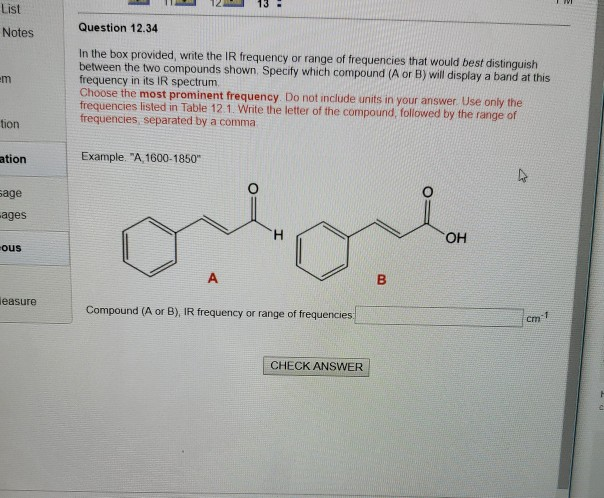 Solved List Question 12.34 Notes In the box provided, write | Chegg.com