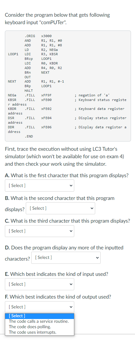 Solved Consider the program below that gets following | Chegg.com