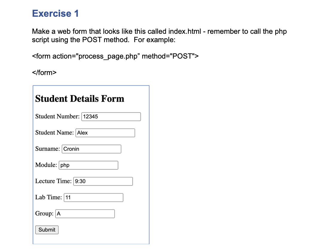 Solved Make a web form that looks like this called | Chegg.com