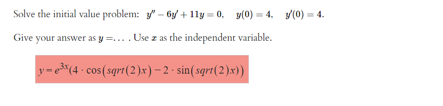 Solved Solve the initial value problem: | Chegg.com