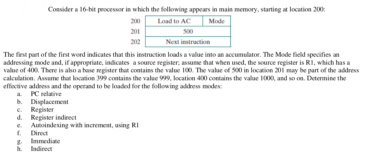 Solved Consider a 16-bit processor in which the following | Chegg.com