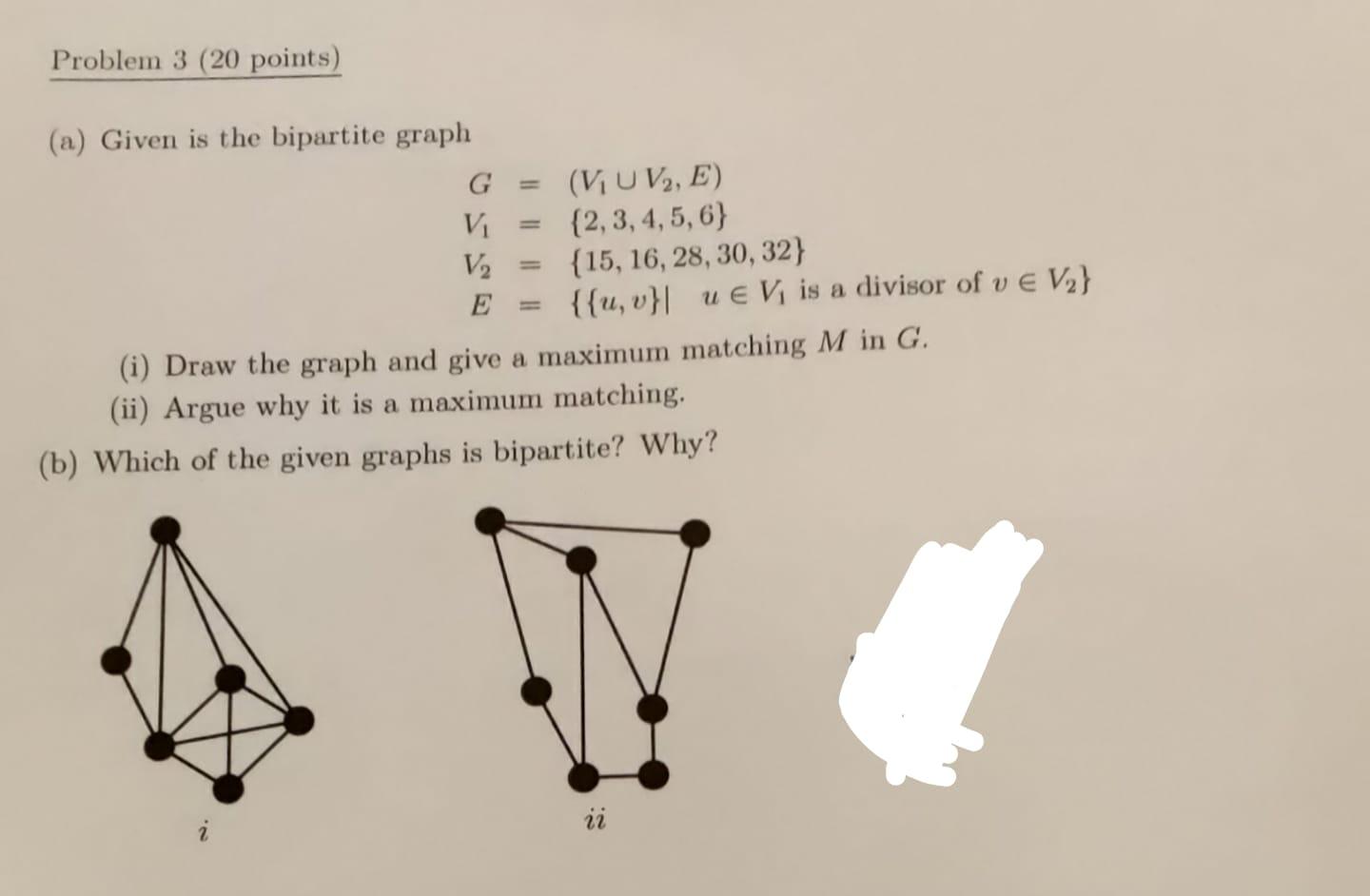 (a) Given is the bipartite graph | Chegg.com