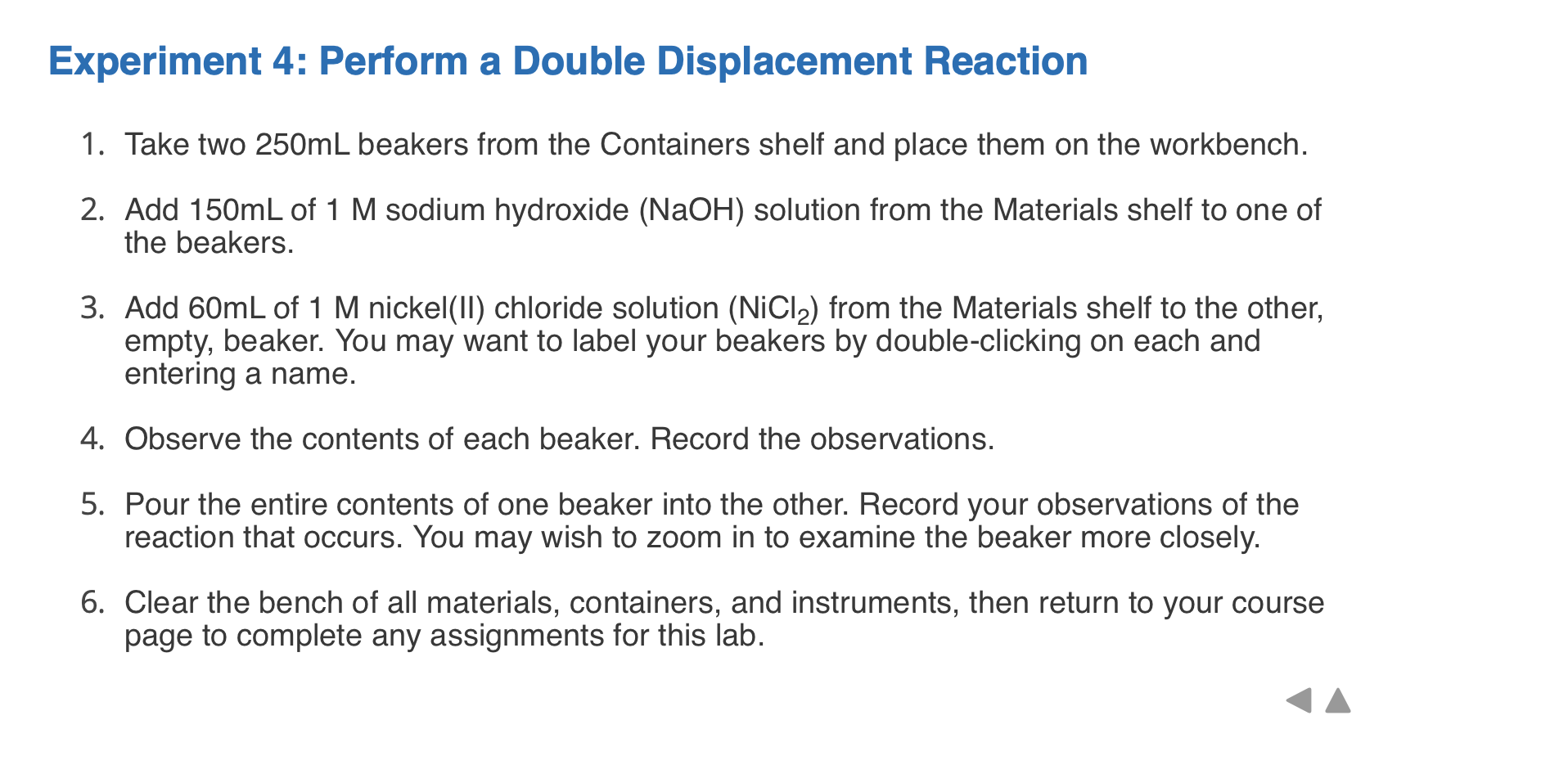 Solved Experiment 4: Perform a Double Displacement Reaction | Chegg.com