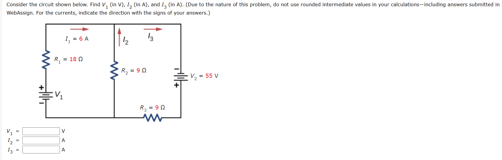 Solved WebAssign. For the currents, indicate the direction | Chegg.com