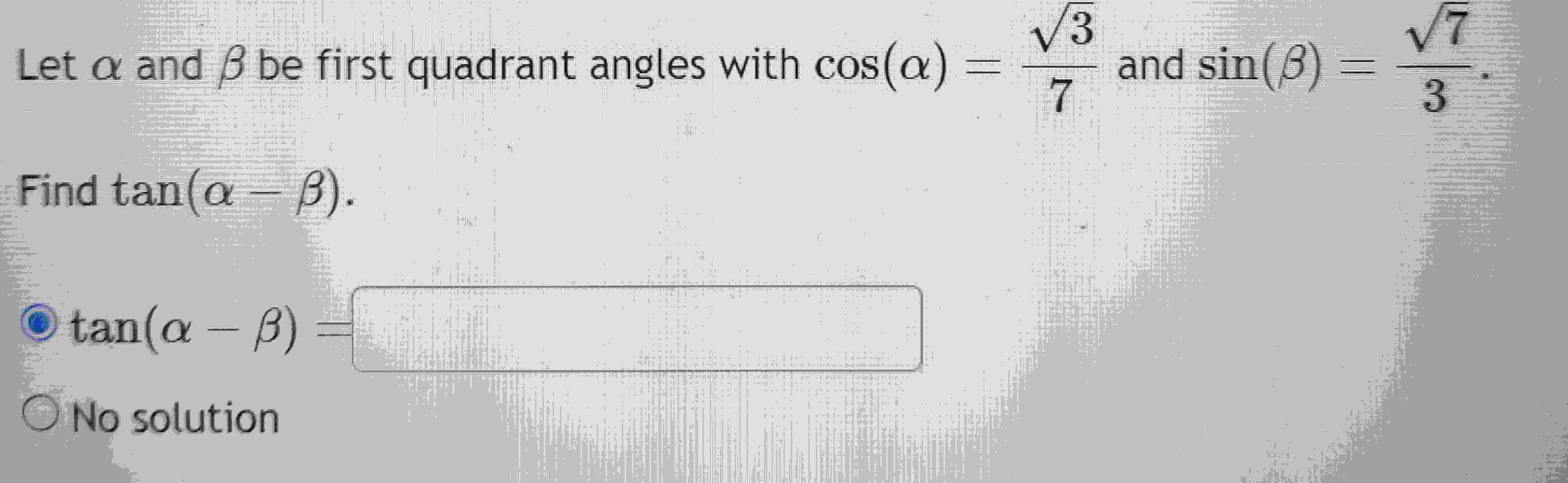 Solved Let α ﻿and β ﻿be first quadrant angles with | Chegg.com