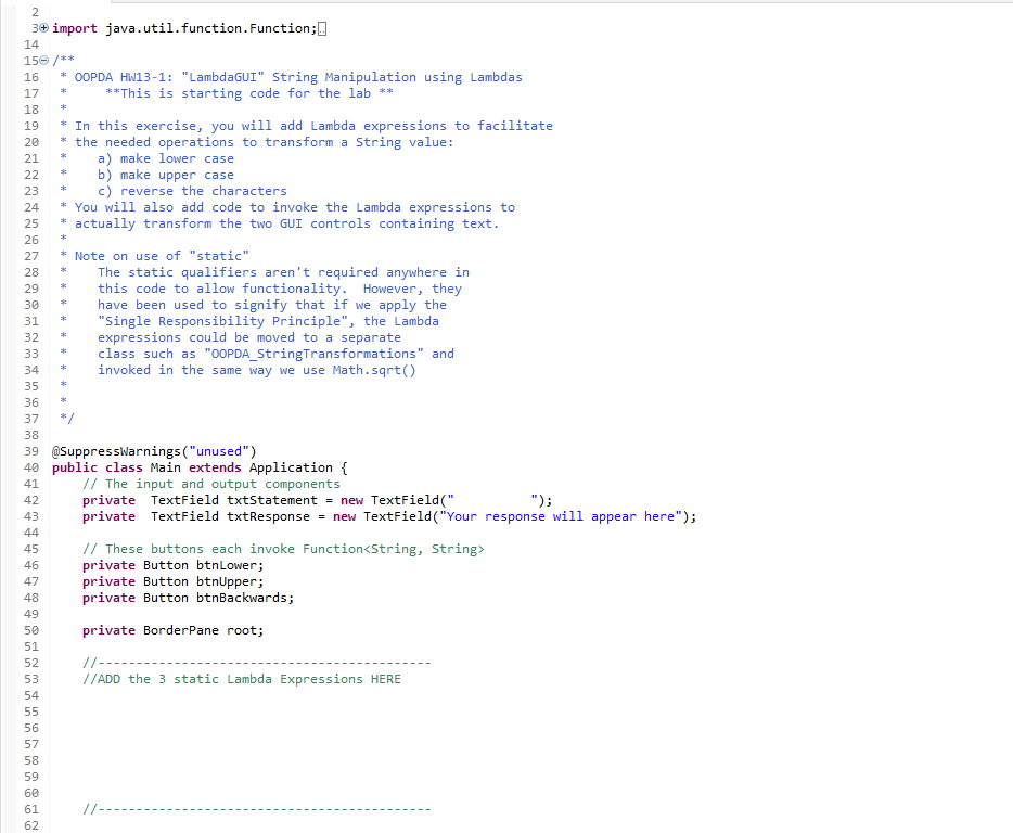 Solved HW 13-1 JavaFX GUI with Lambdas In tis lab, we will | Chegg.com