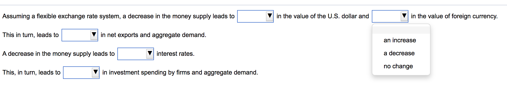 Solved Assuming a flexible exchange rate system, a decrease | Chegg.com