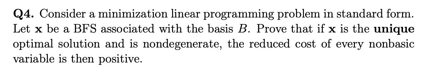 Solved a Q4. Consider a minimization linear programming | Chegg.com