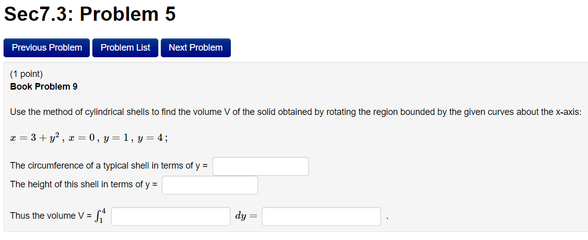 Solved Use the method of cylindrical shells to find the | Chegg.com