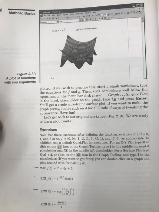 8 Mathcad Basics Figure 2.11 A plot of functions with | Chegg.com