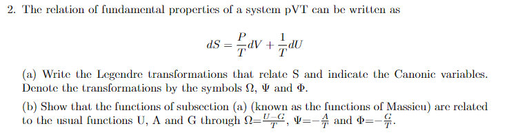 Solved 2. The relation of fundamental properties of a system | Chegg.com