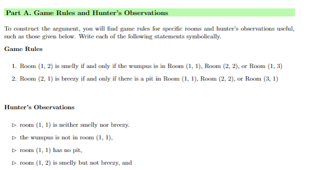Solved Part A. ﻿Game Rules and Hunter's ObservationsTo | Chegg.com