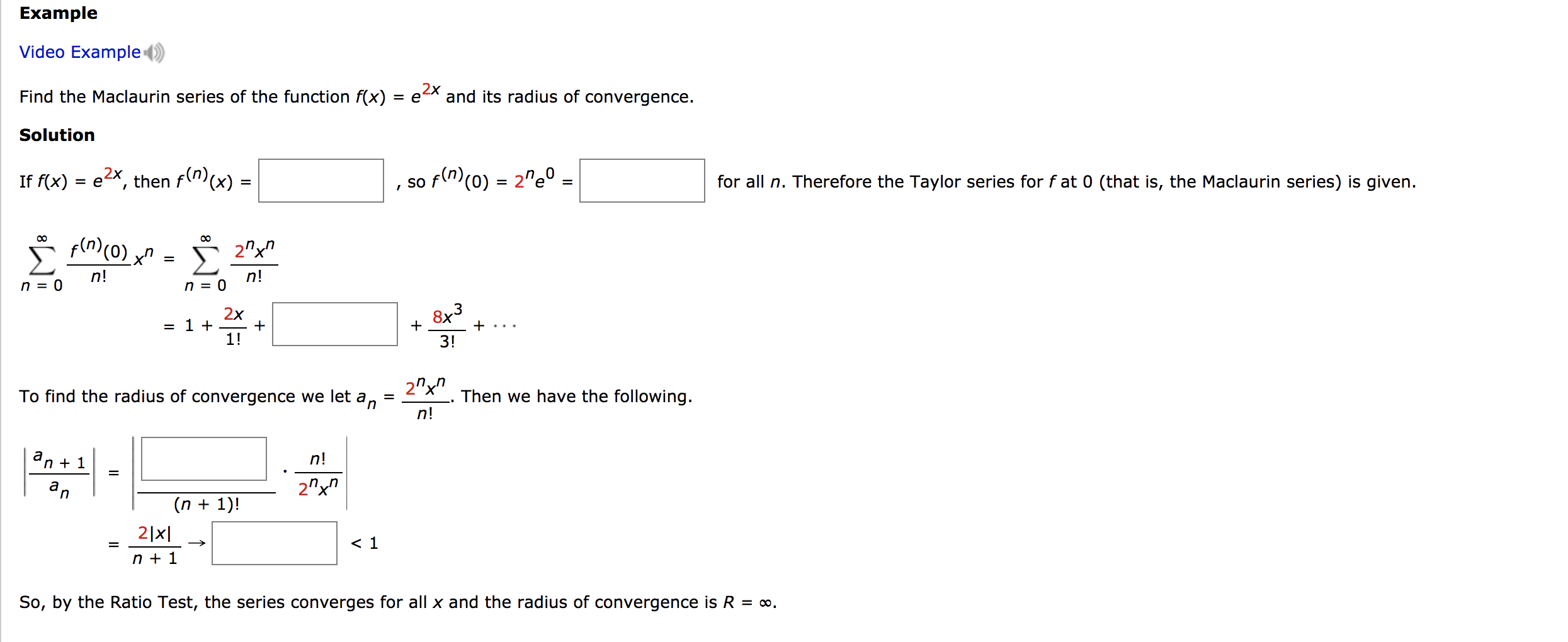 Solved Example Video Example Find the Maclaurin series of | Chegg.com