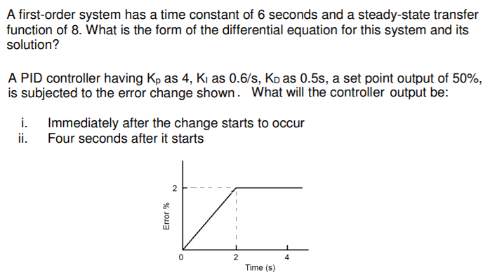 Solved A first-order system has a time constant of 6 seconds | Chegg.com