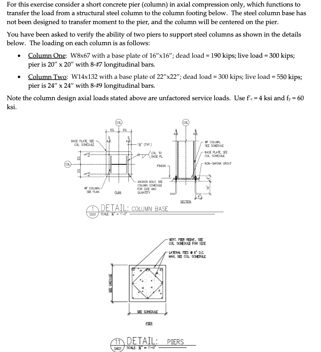 For this exercise consider a short concrete pier | Chegg.com