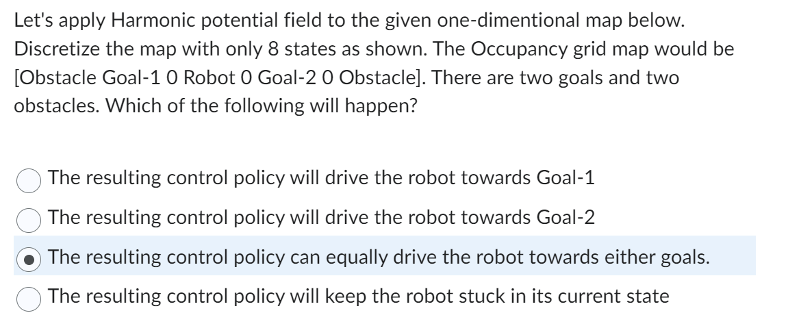 Solved Let's apply Harmonic potential field to the given | Chegg.com