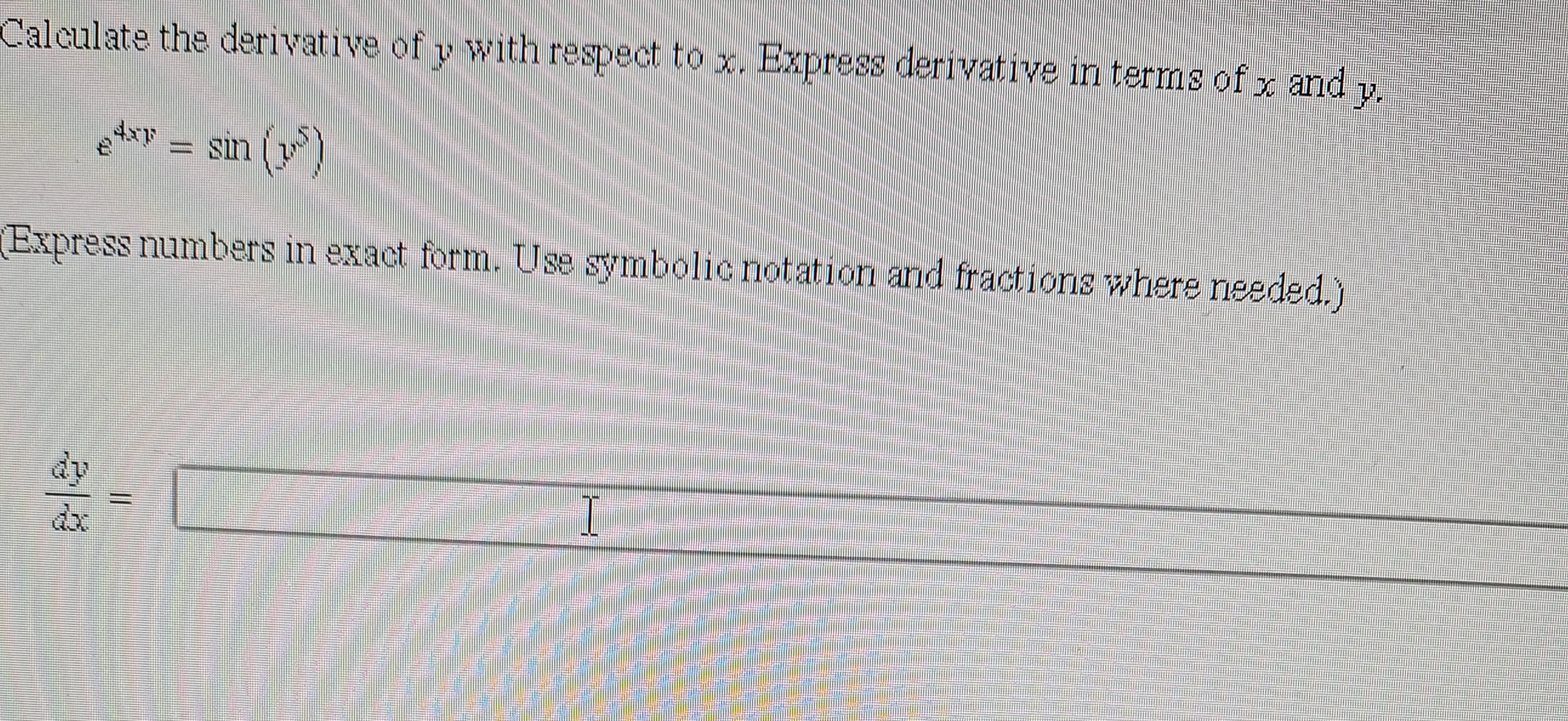 Solved Calculate the derivative of y ﻿with respect to x. | Chegg.com