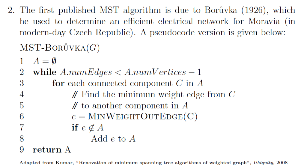 Solved 2. The first published MST algorithm is due to | Chegg.com