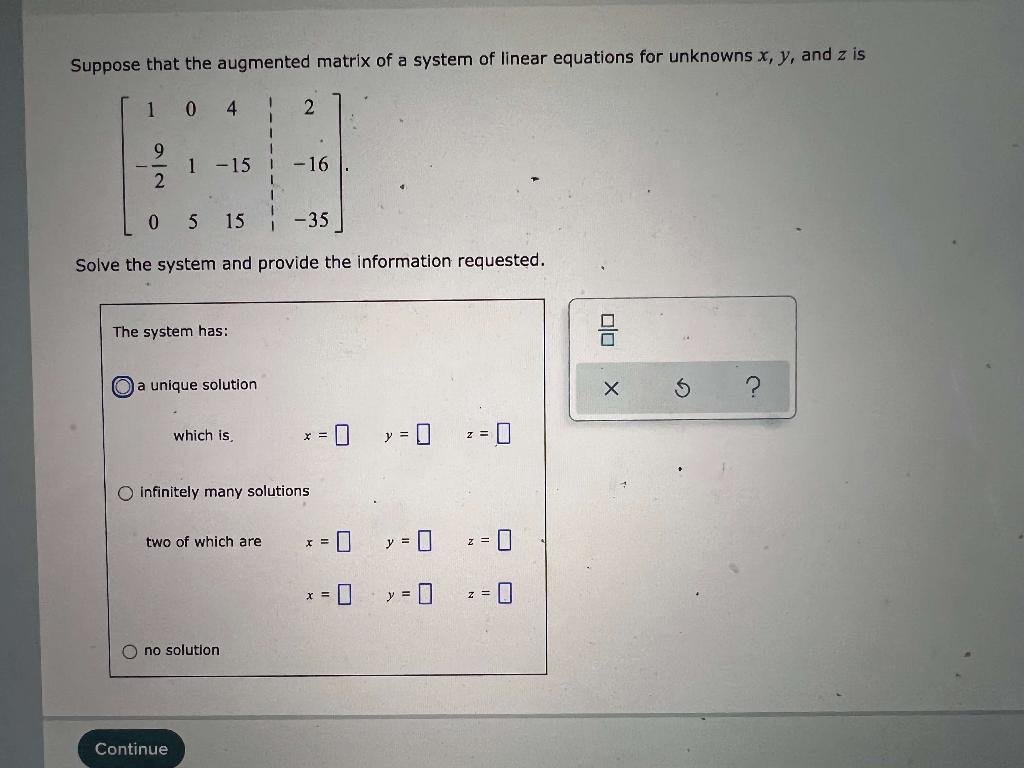 Solved Suppose that the augmented matrix of a system of | Chegg.com