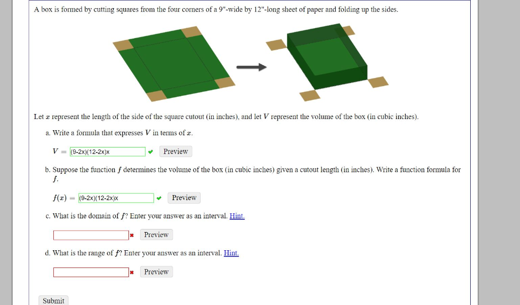 Solved A box is formed by cutting squares from the four | Chegg.com