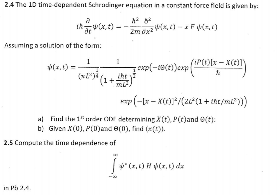 2 4 The 1d Time Dependent Schrodinger Equation In A