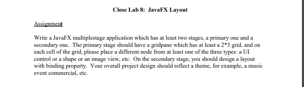 Close Lab 8 Javafx Layout Assignment Write A Javafx 3623