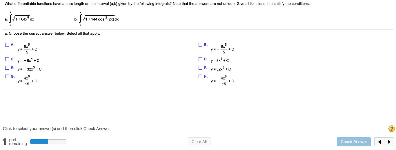 Solved What differentiable functions have an arc length on | Chegg.com