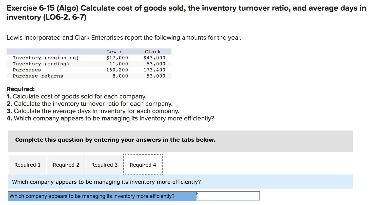 Solved Exercise 6-15 (Algo) Calculate cost of goods sold, | Chegg.com