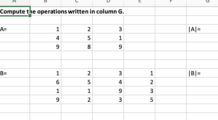 Compute the operations written in column F.Compute | Chegg.com