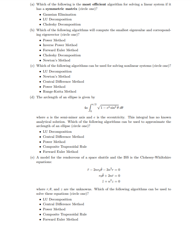 Solved (a) Which of the following is the most efficient | Chegg.com