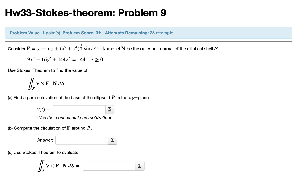 Solved Hw33-Stokes-theorem: Problem 9 Problem Value: 1 | Chegg.com