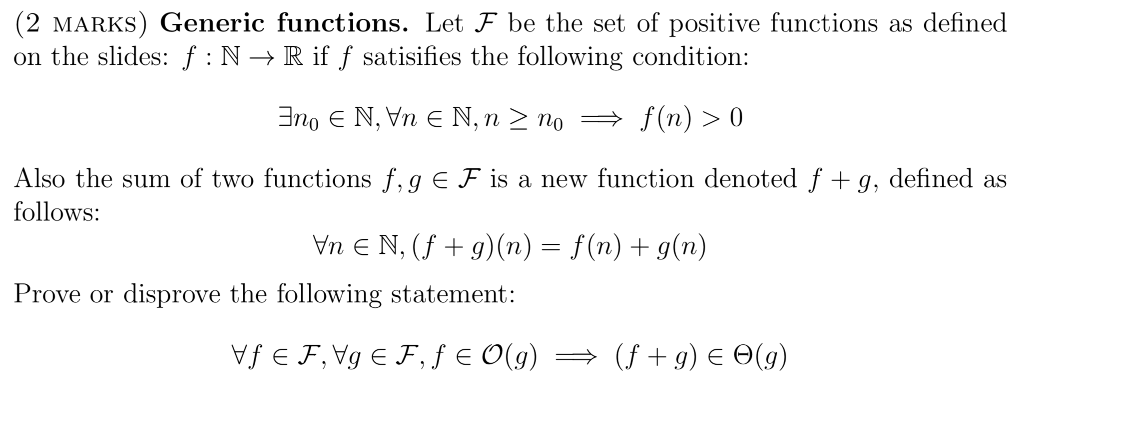 Solved (2 MARKS) Generic functions. Let F be the set of | Chegg.com