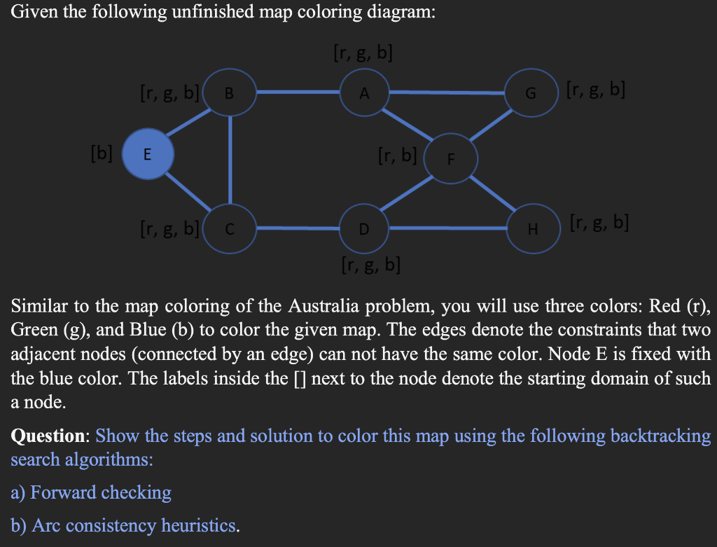 Solved Given the following unfinished map coloring diagram: | Chegg.com