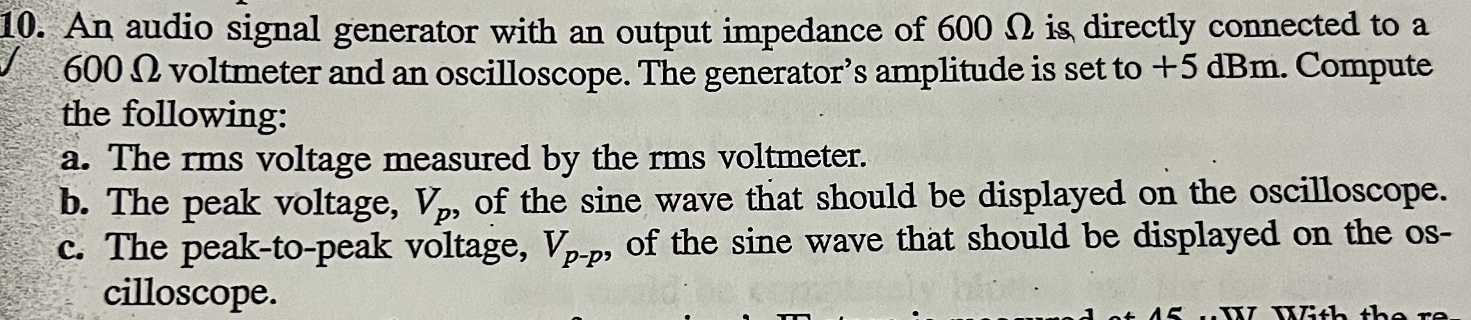 Solved An audio signal generator with an output impedance of | Chegg.com
