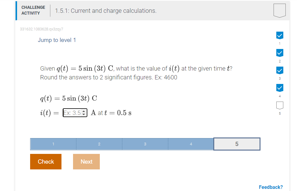 Solved CHALLENGE ACTIVITY 1.5.1: Current and charge | Chegg.com