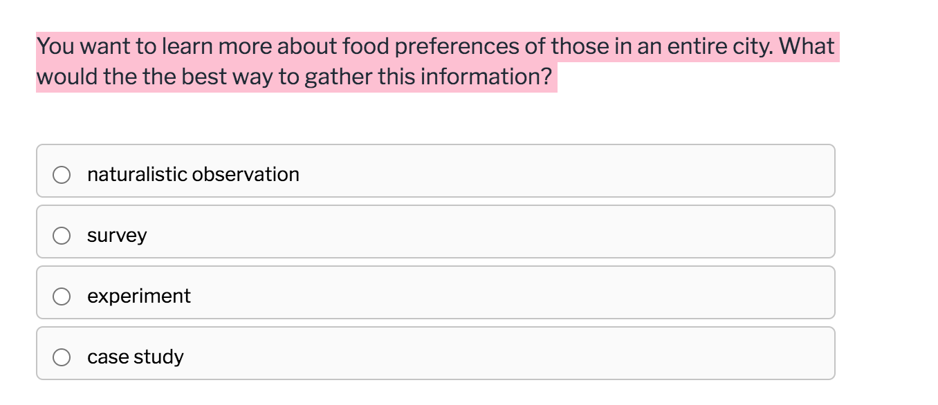 Solved You want to learn more about food preferences of | Chegg.com