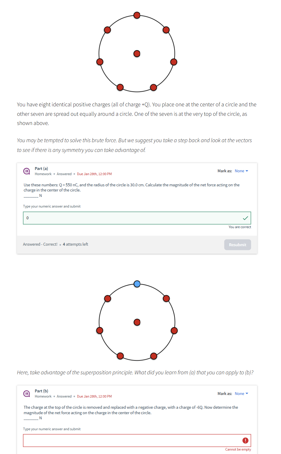 Solved You have eight identical positive charges (all of | Chegg.com
