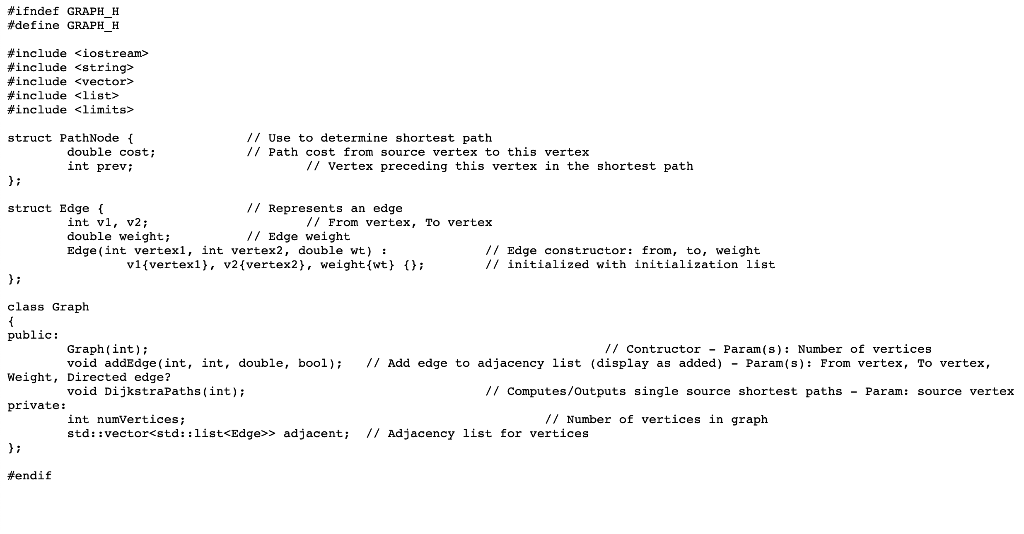 Solved #ifndef GRAPH H #define GRAPH_H #include #include | Chegg.com