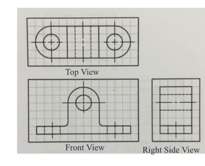 Solved Top View Front View Right Side View | Chegg.com
