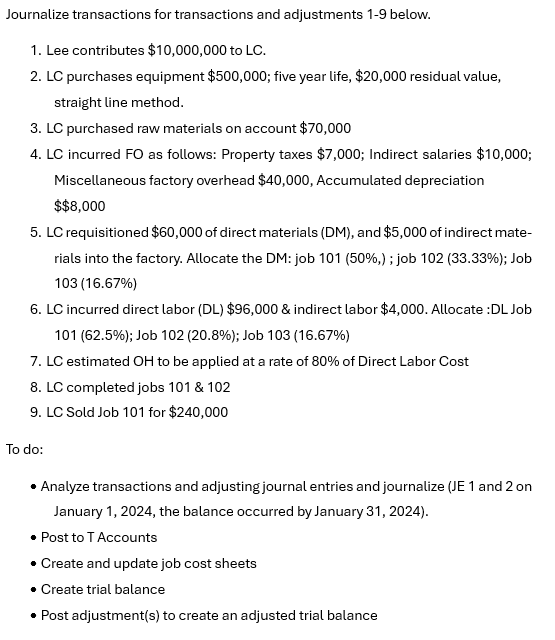 Solved by an EXPERT To do:- ﻿Analyze transactions and adjusting journal | Chegg.com