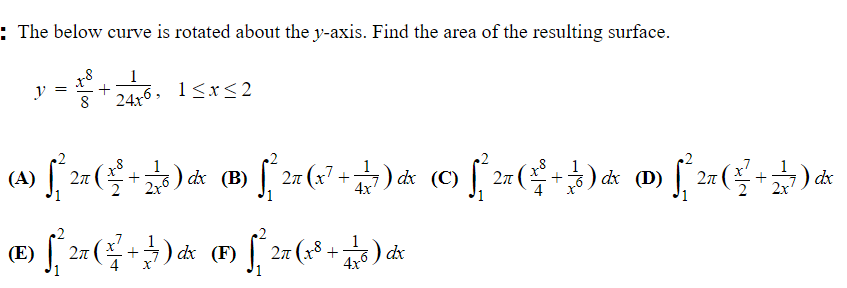 Solved The below curve is rotated about the y-axis. Find the | Chegg.com