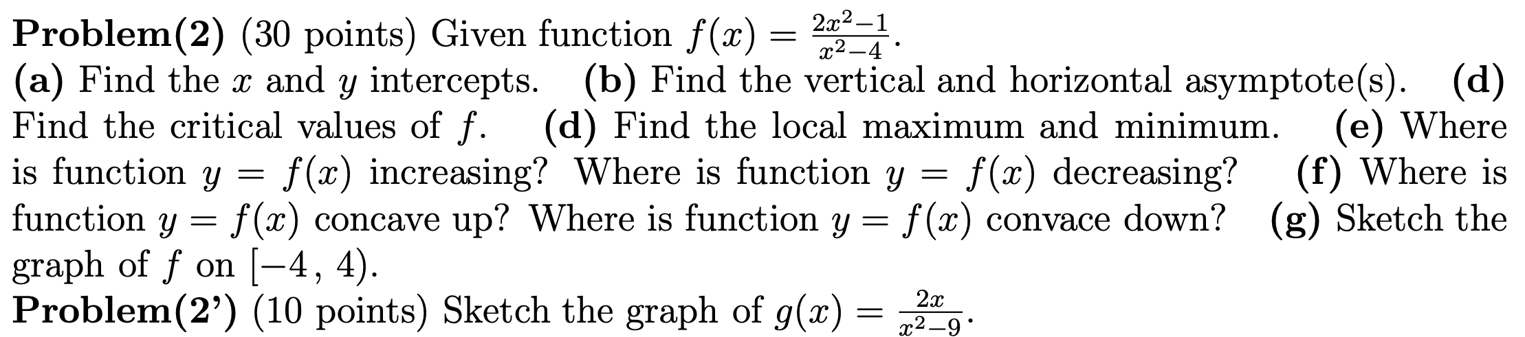 Solved = Problem(2) (30 points) Given function f(x) = 2,24 | Chegg.com